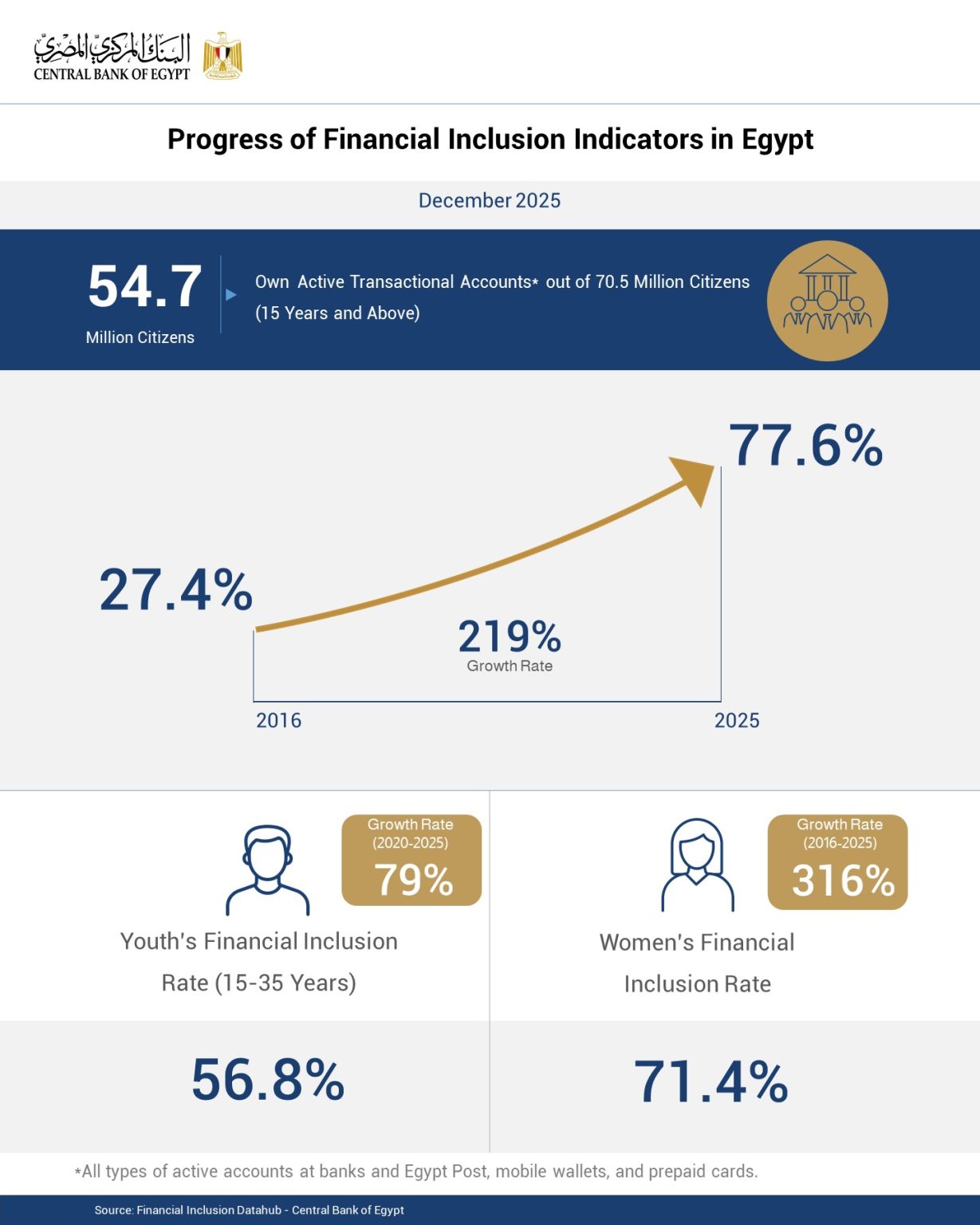 Egypt reports 54.7mn active financial accounts, CBE readies 2026-2030 ...